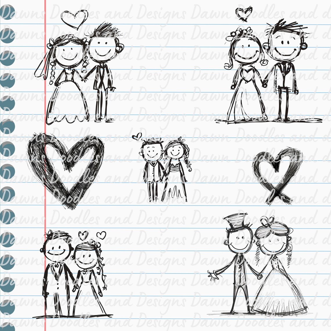 Whimsical Wedding Doodle Bundle ~ Wedding Clip Art ~ DIY Wedding ...