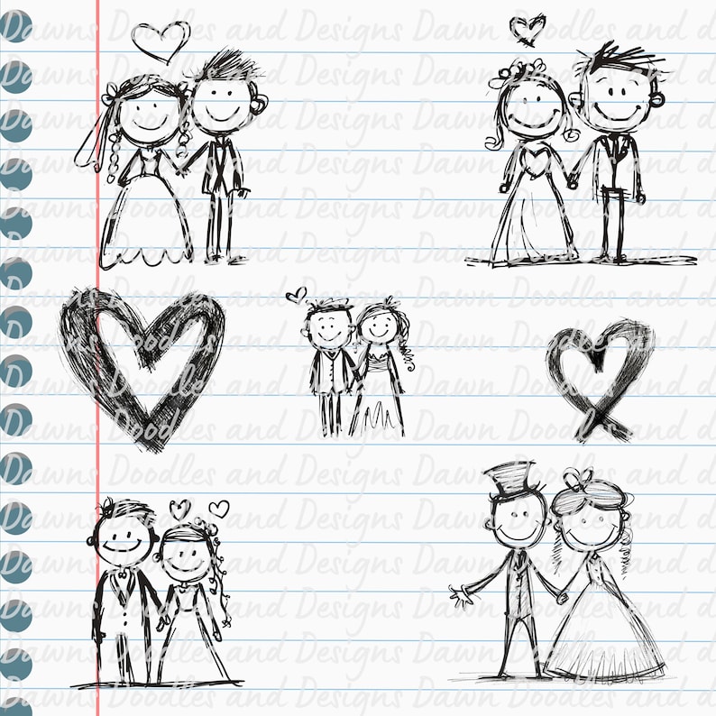 Whimsical Wedding Doodle Bundle ~ Wedding Clip Art ~ DIY Wedding ...