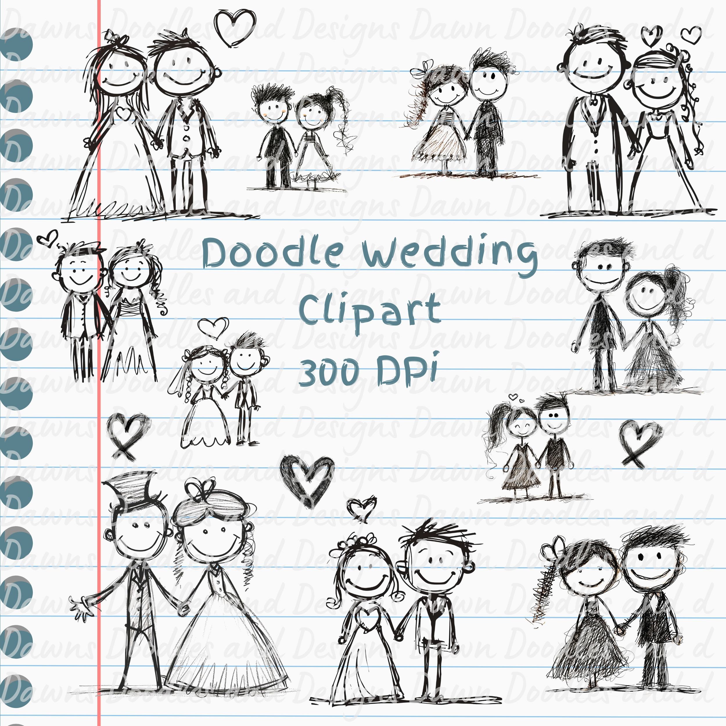 Whimsical Wedding Doodle Bundle ~ Wedding Clip Art ~ DIY Wedding ...
