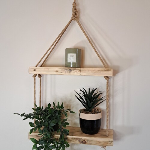 Rustic Hanging Shelf - Etsy UK