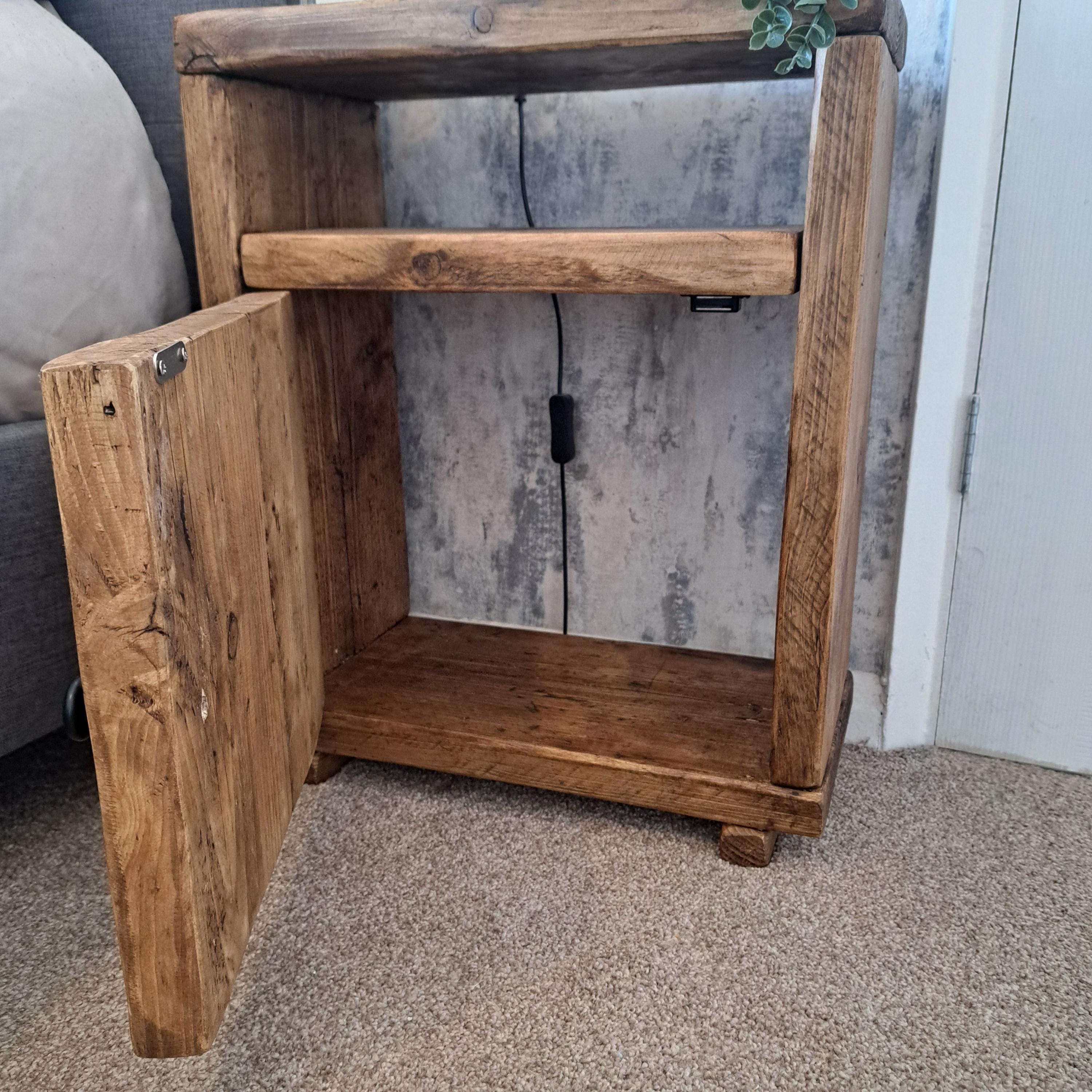 Rustic Wooden Bedside Table | Side Table | Homemade Rustic Side Table ...