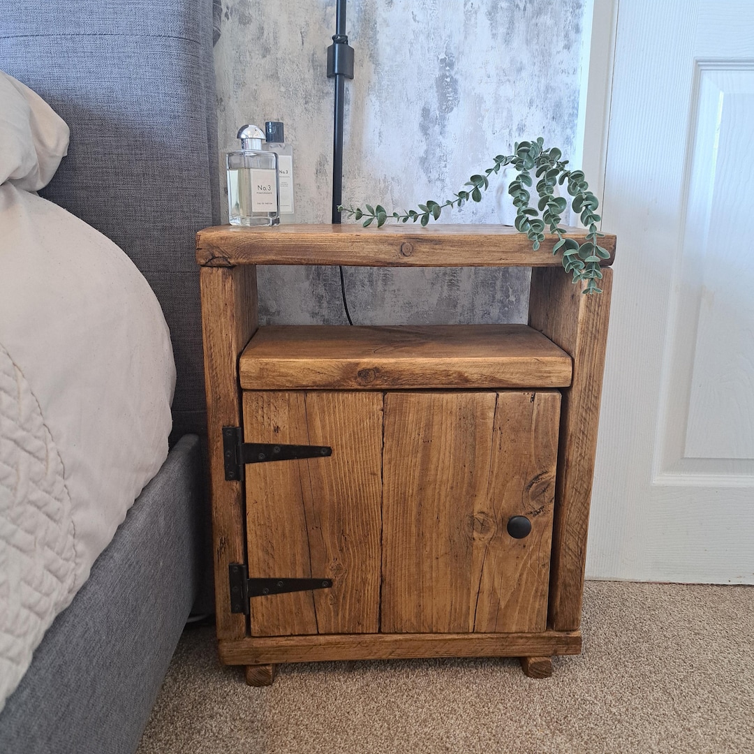 Rustic Wooden Bedside Table | Side Table | Homemade Rustic Side Table ...