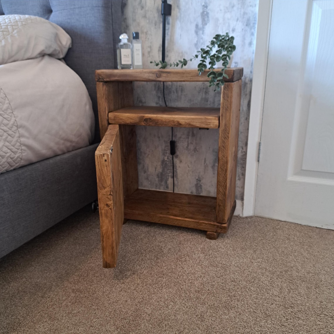 Rustic Wooden Bedside Table | Side Table | Homemade Rustic Side Table ...