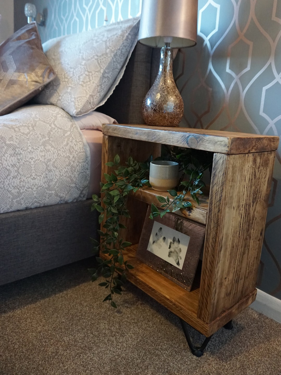 Homemade Rustic Bedside Table | Farmhouse Bedside Table | Side Table ...