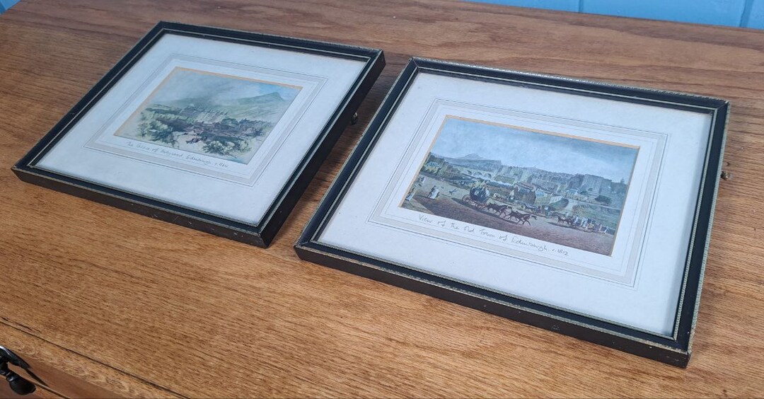 J D Harding Prints X 2 Palace of Holyrood View of Old Town Edinburgh ...