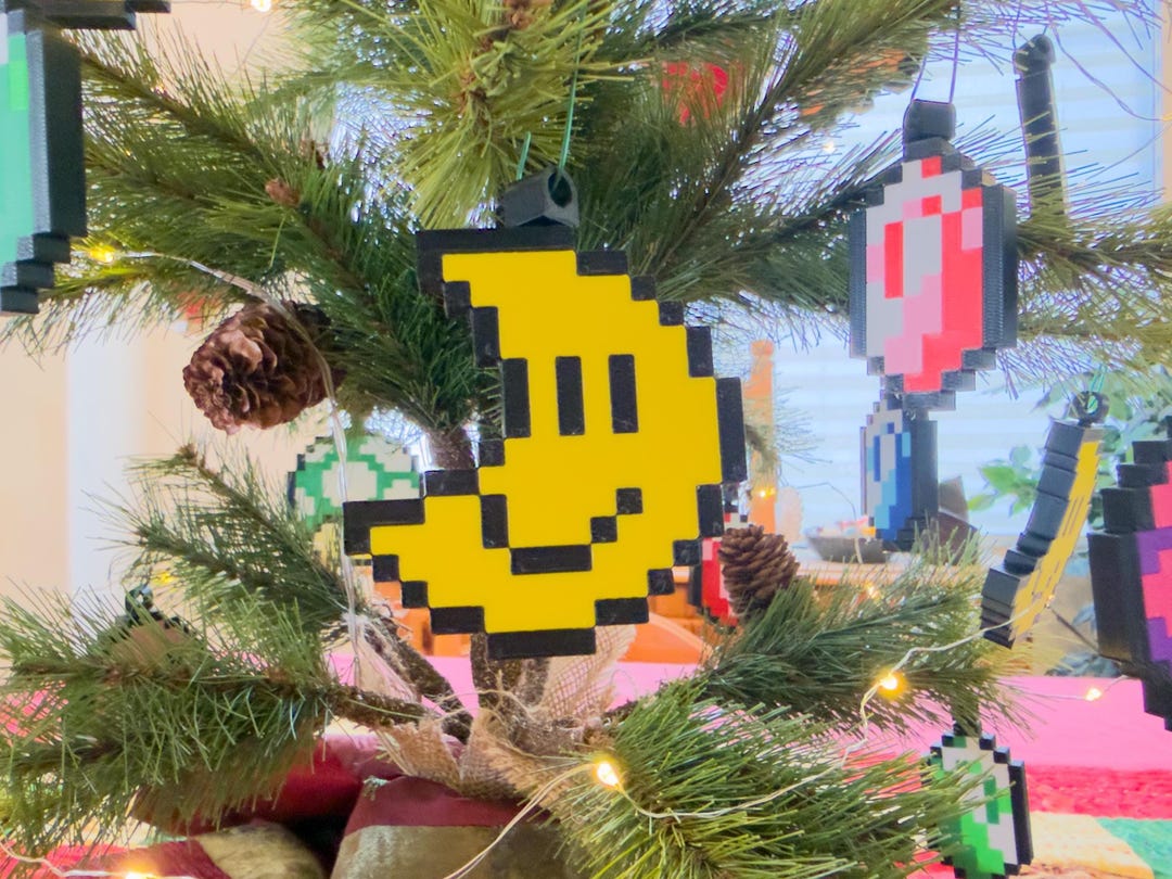 8-bit Moon Christmas Ornament | 3D Printed | Video Game Decor ...