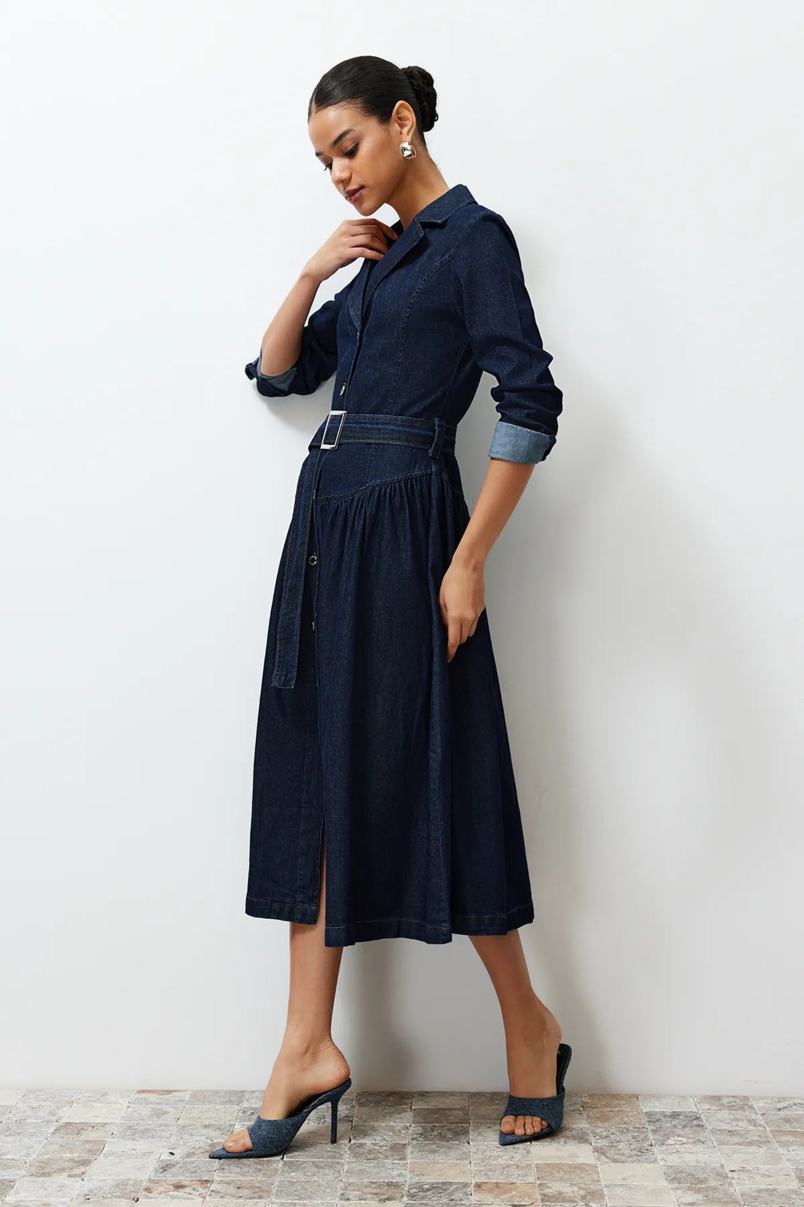 Stylish Belted Blue Jean Maxi Dress | Trendy Belted Jean Dress | Mid ...