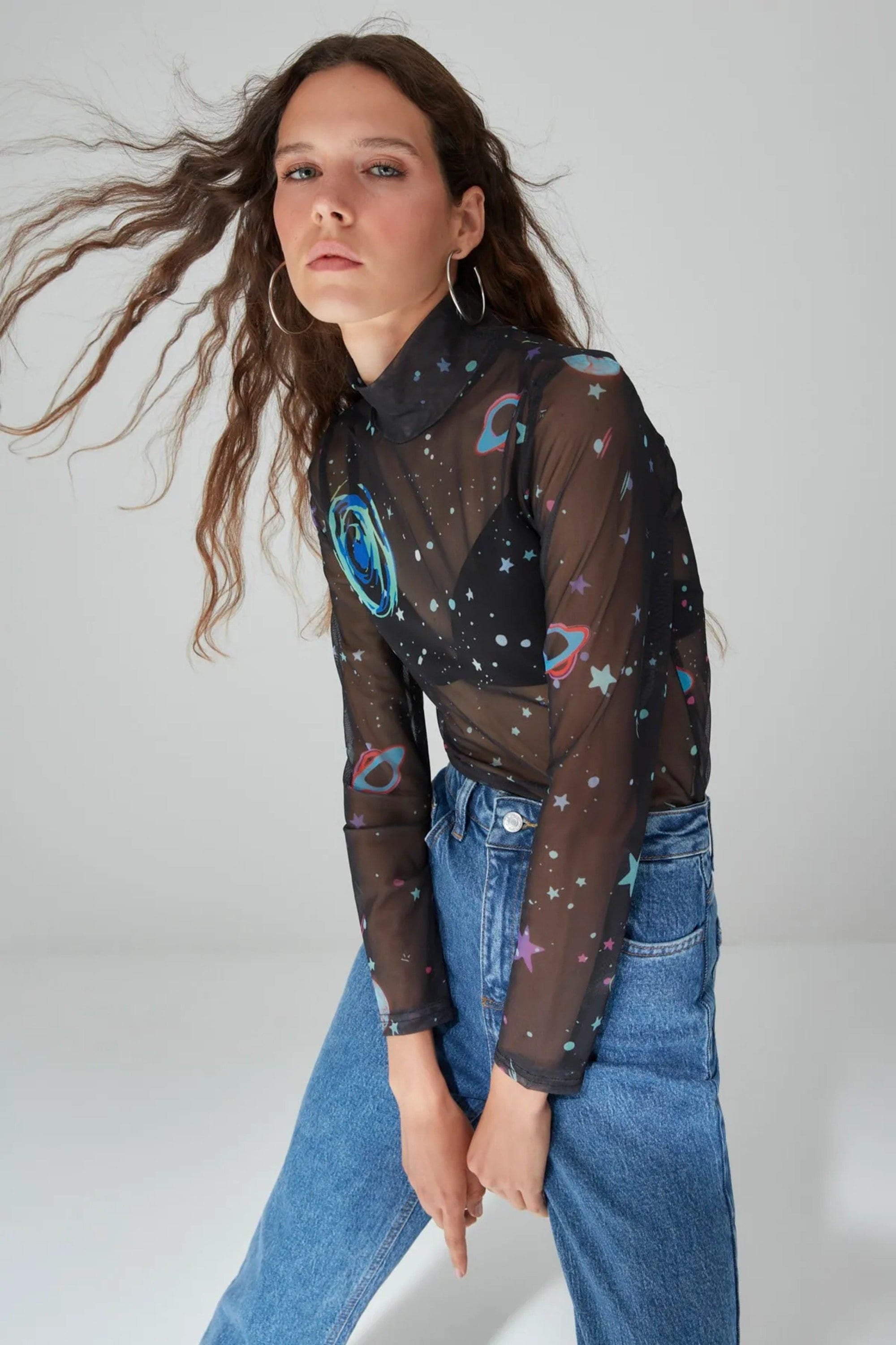 Tulle Transparent Blouse, Sheer See Through Shirt, Tulle Top, Long ...