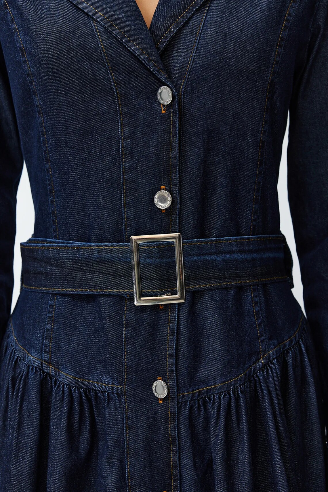 Stylish Belted Blue Jean Maxi Dress Trendy Belted Jean Dress Mid-sleeve ...