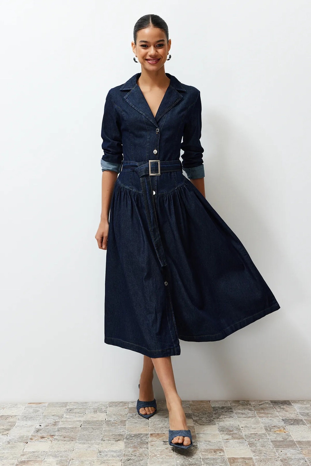 Stylish Belted Blue Jean Maxi Dress | Trendy Belted Jean Dress | Mid ...