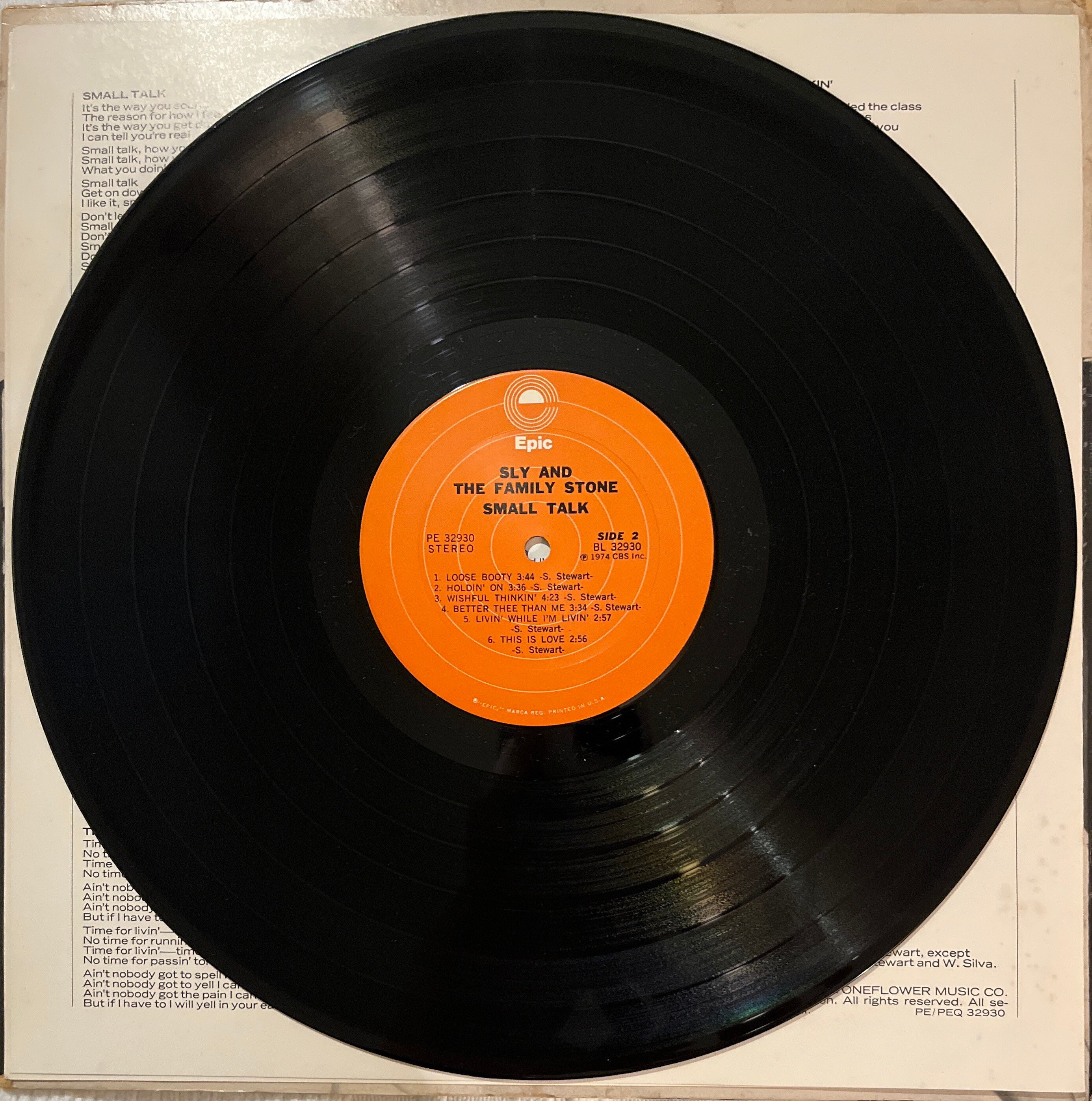 Sly and the Family Stone Small Talk Vintage Vinyl Record Album - Etsy