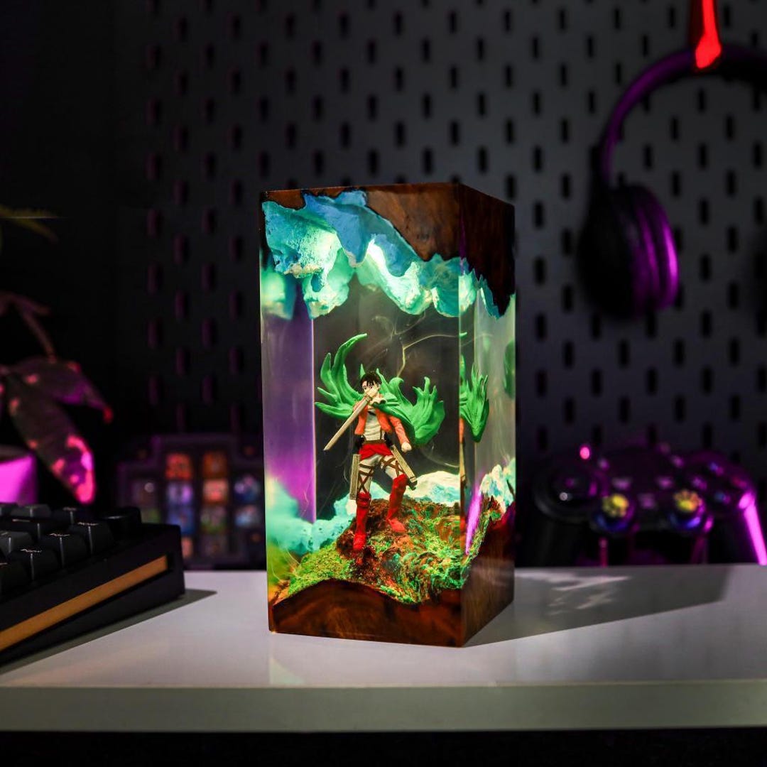 Levi Ackerman Attack on Titan Anime Lamp, Resin Art Desk Light, Gaming ...