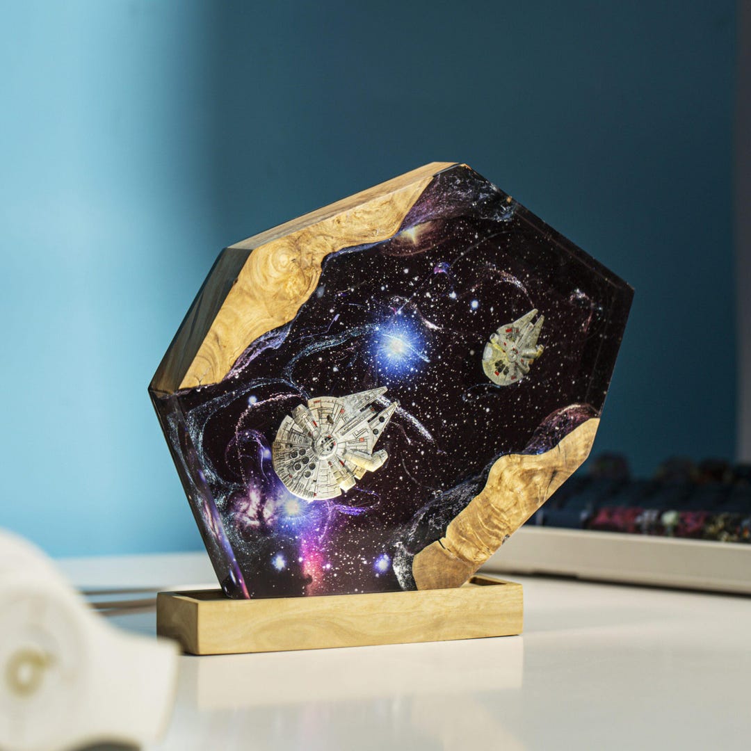 Spaceships in Interstellar Resin Lamp, Sci-fi Movie Art Night Light ...