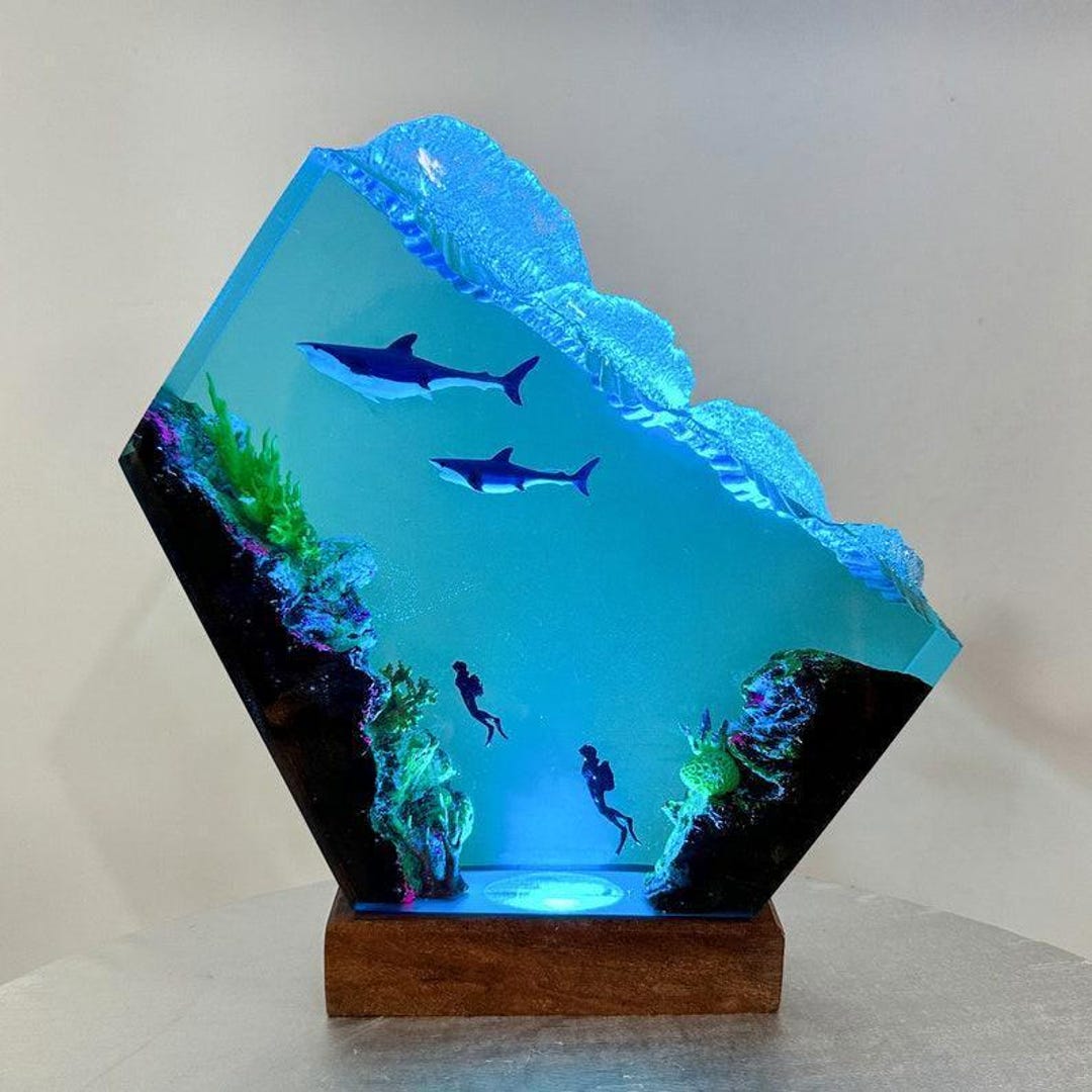 Mother Shark and Baby Shark Night Light: Mermaid Treasure Hunt, Epoxy ...
