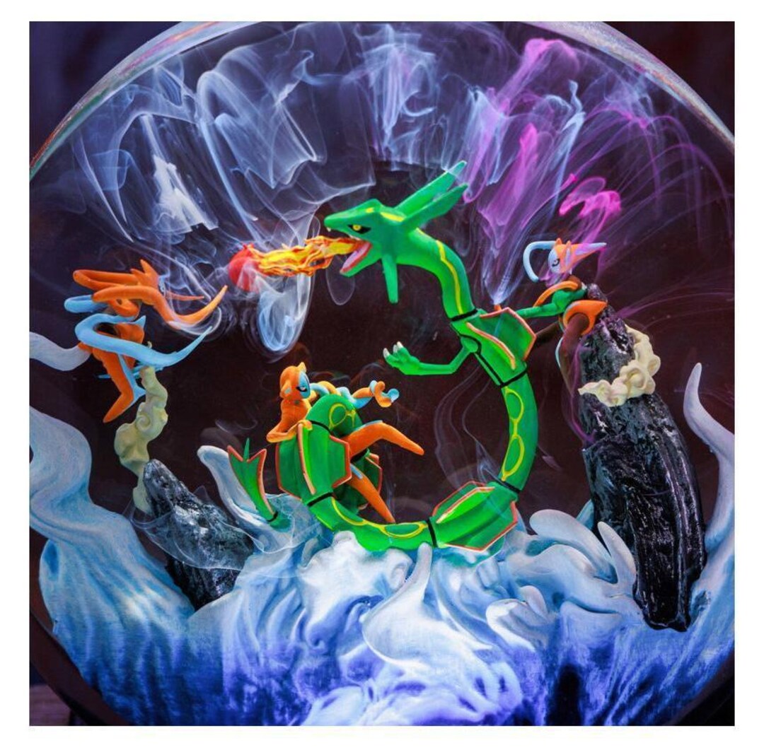 RAYQUAZA'S FURY Resin Lamp, Custom Anime Diorama Night Light ...