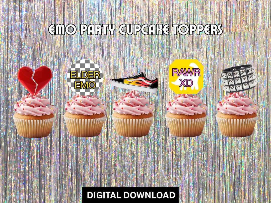 Emo Party Cupcake Toppers (digital Download) | Pop Punk Goth Scene ...