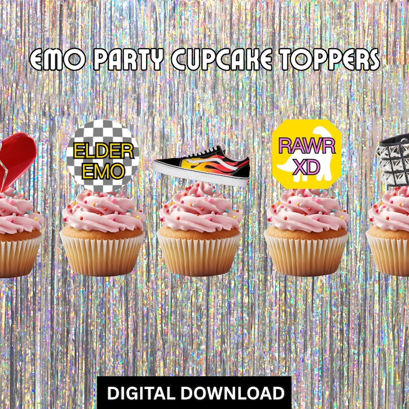 Emo Party Cupcake Toppers - Etsy