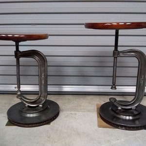 Made in USA C-clamp Industrial Table Stand Stool Art Repurposed ...