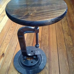 Made in USA C-clamp Industrial Table Stand Stool Art Repurposed ...