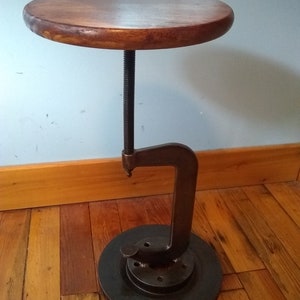 Made in USA C-clamp Industrial Table Stand Stool Art Repurposed ...