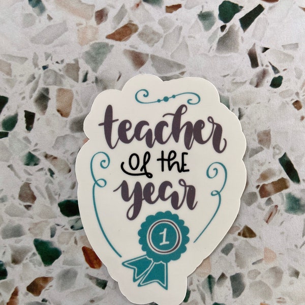 Teacher of the Year Sticker - Etsy