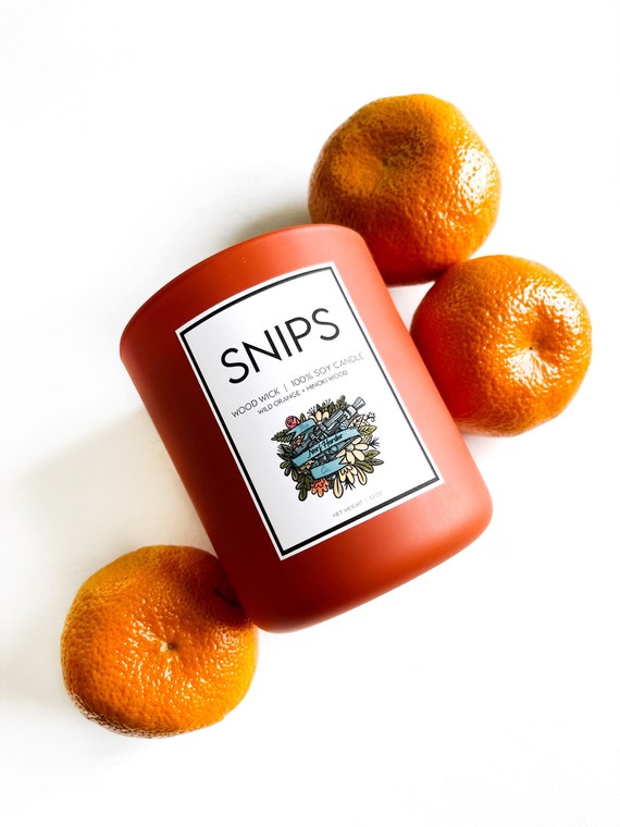 100% SOY CANDLE Snips 13 Oz Wild Orange Hinoki Wood - Etsy