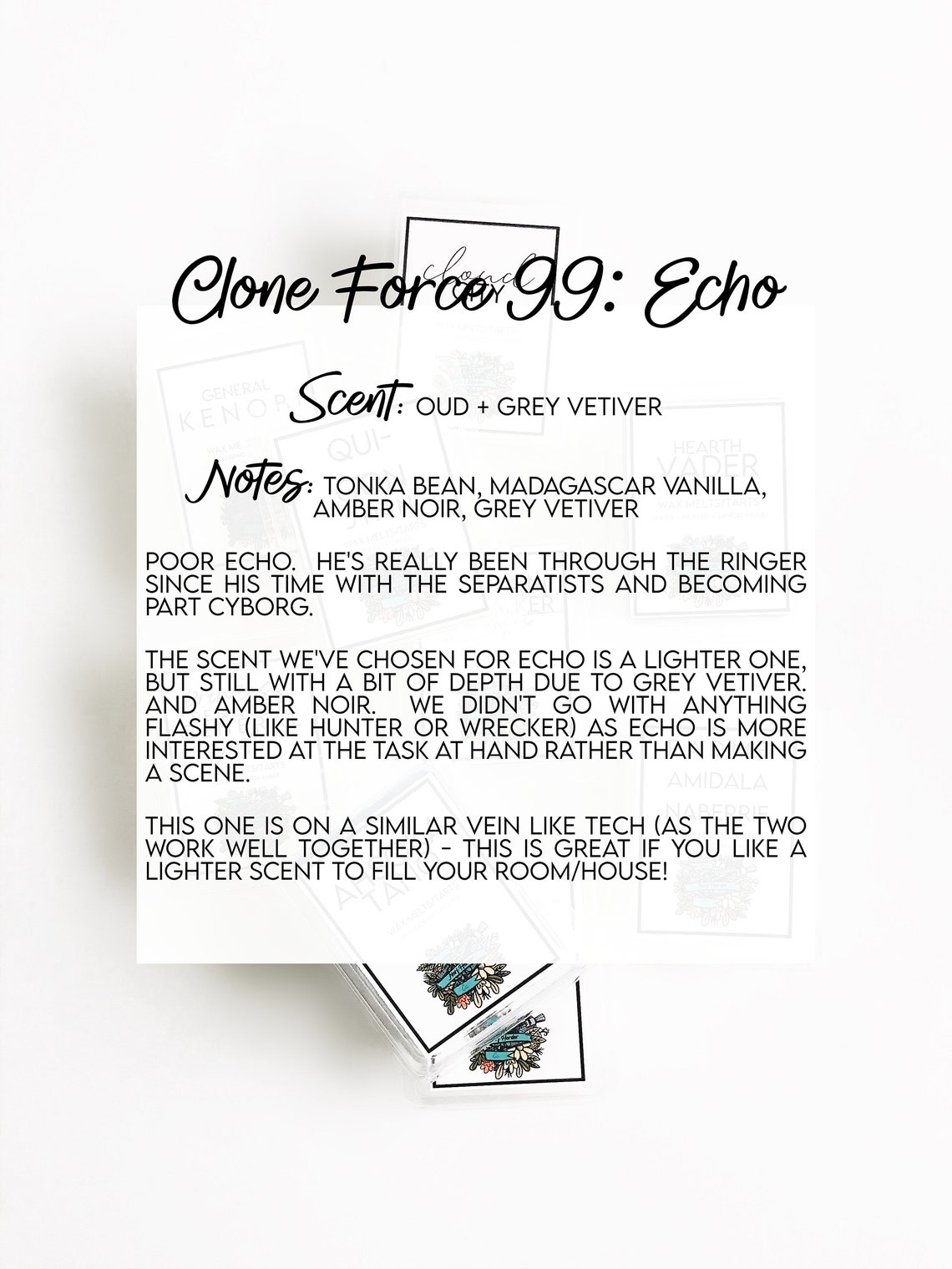 WAX MELT Clone Force 99: Echo 2.5 Oz Amber Noir Grey - Etsy