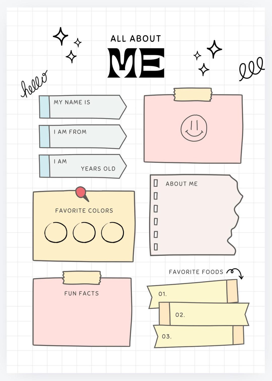 Colorful Doodle All About Me Poster - Etsy