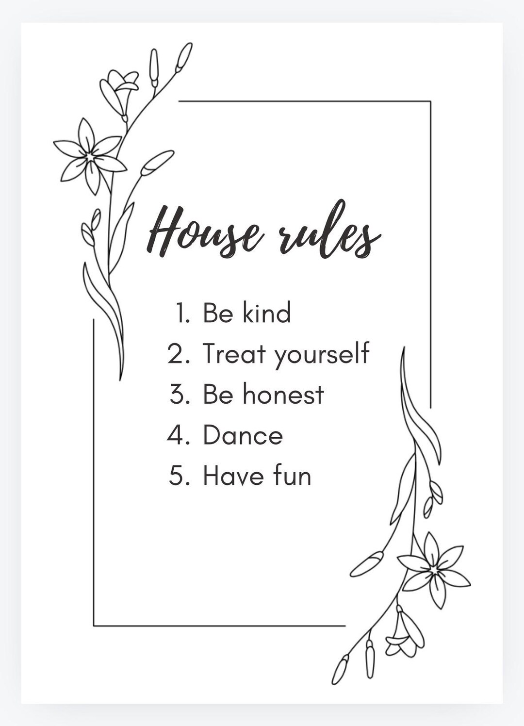 Simple House Rules Poster - Etsy