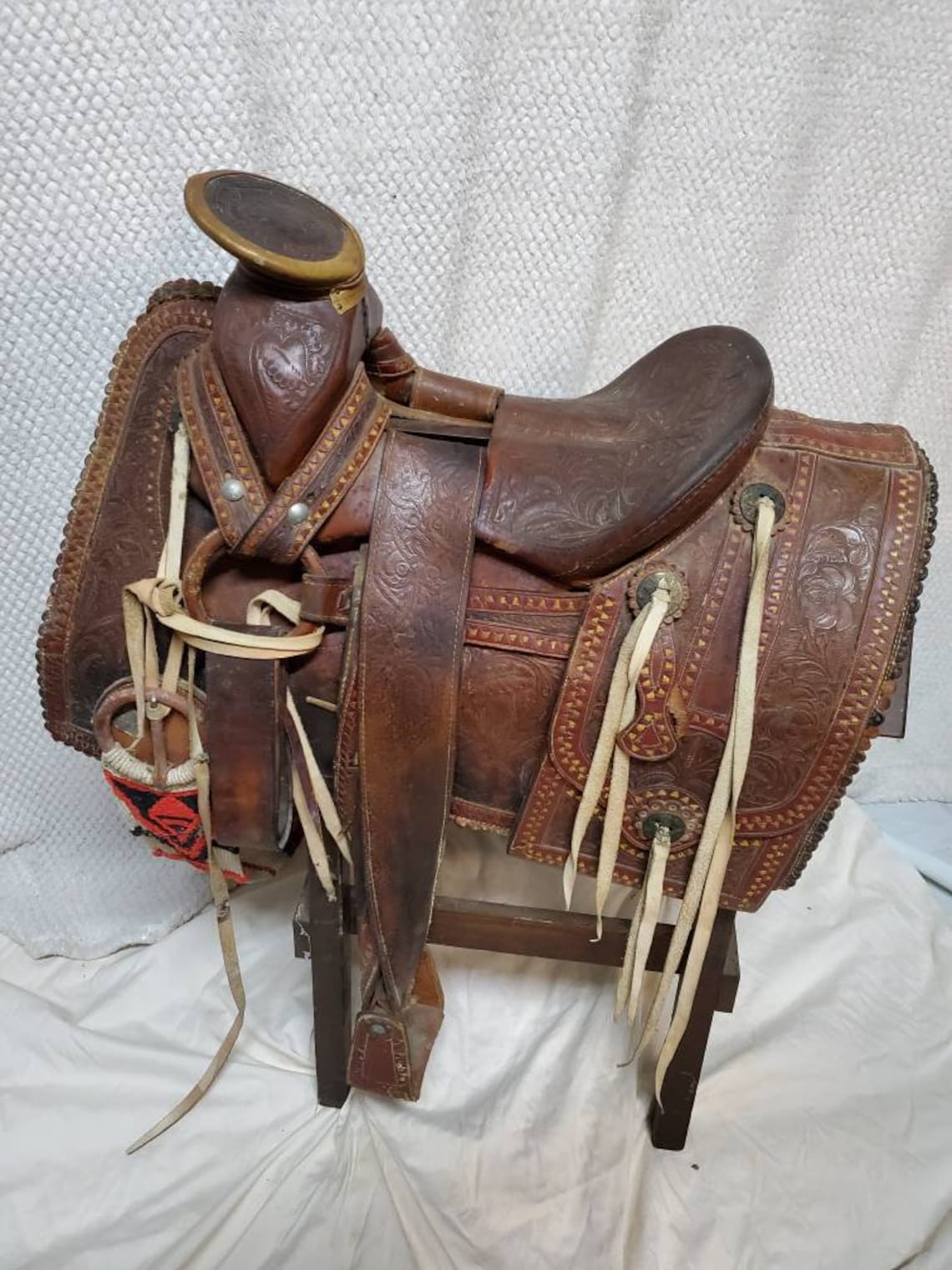 Leather Hand Tooled Charro Horse Saddle Roping Western Riding | Etsy