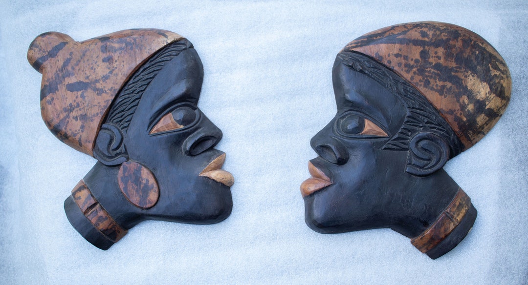 A Pair of Amazing Vintage African Head Masks - Man and Woman - Etsy