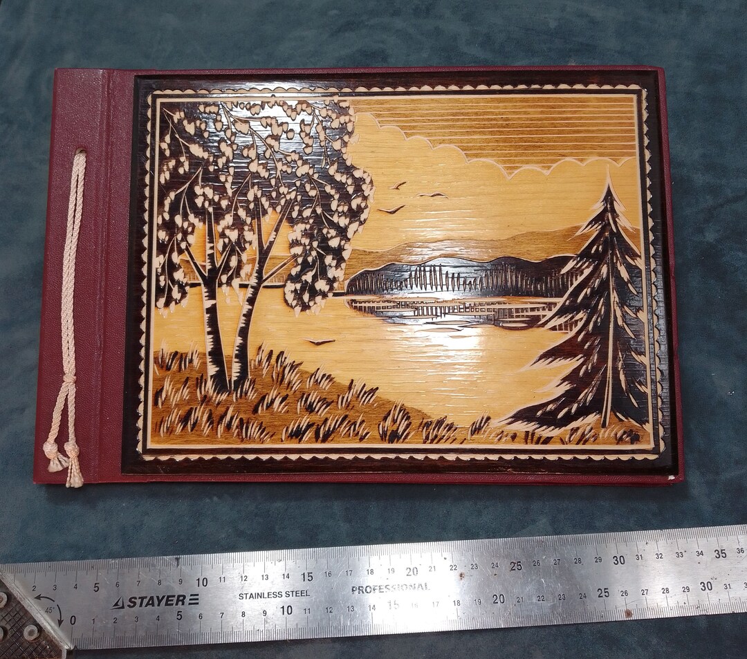 Vintage Wood Carved Cover Photo Album Vintage Hand Carved Wood Photo ...