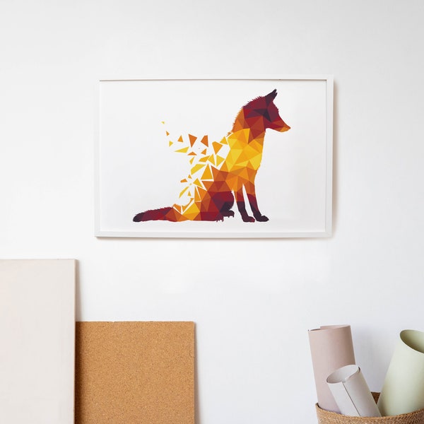 Geometric Fox Print - Etsy