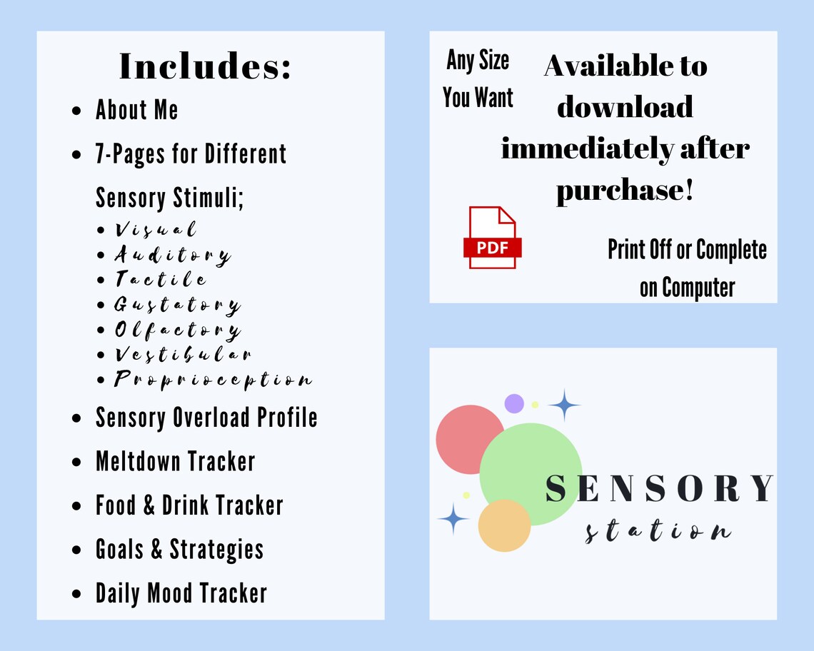 My Sensory Profile Journal Pages to Digital Download for - Etsy