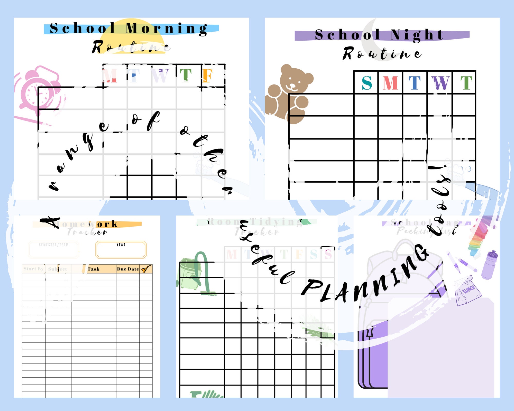 Printable School ADHD Planner Undated Daily/weekly/monthly for - Etsy
