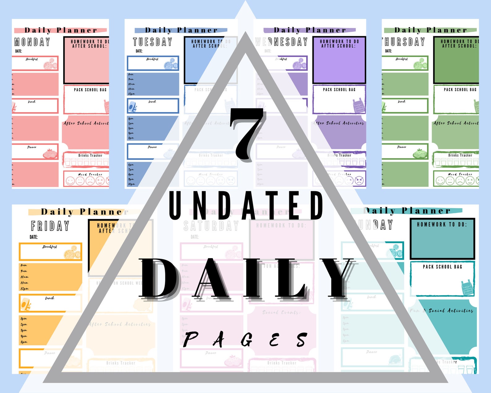 Printable School ADHD Planner Undated Daily/weekly/monthly for - Etsy