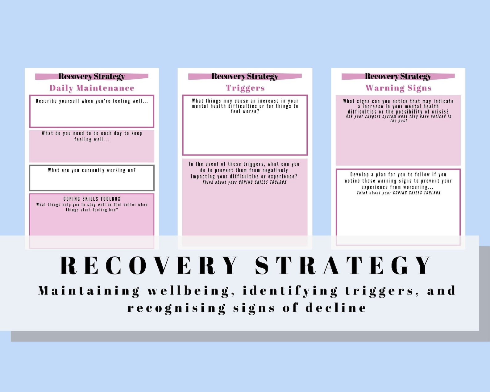 Mental Health Recovery Guide Digital Download PDF Printable Wellbeing ...