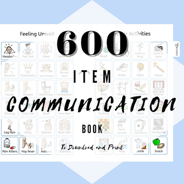 Communication Book 600 Item Choice Board Pages to Print for Children ...