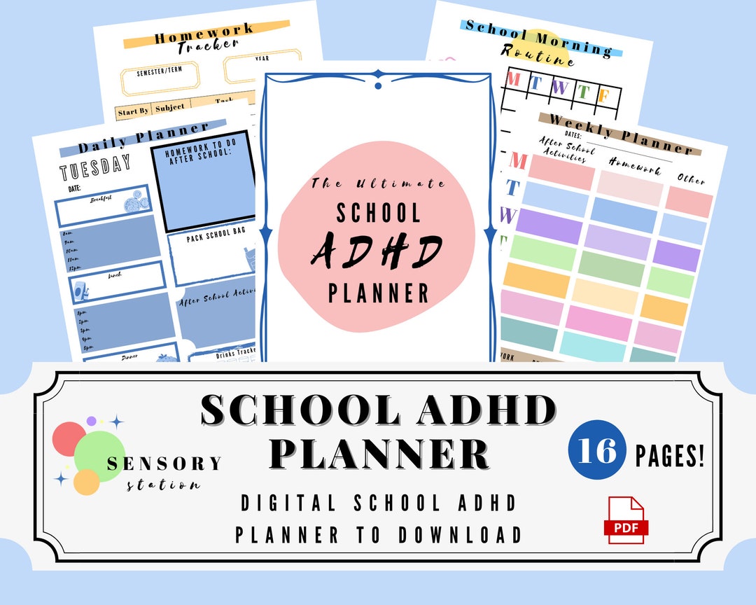 Printable School ADHD Planner Undated Daily/weekly/monthly for Young ...