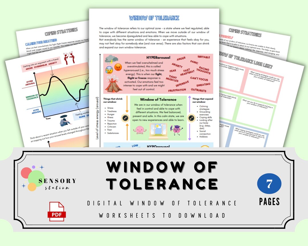 Window of Tolerance Worksheets - Emotion Regulation for Children ...