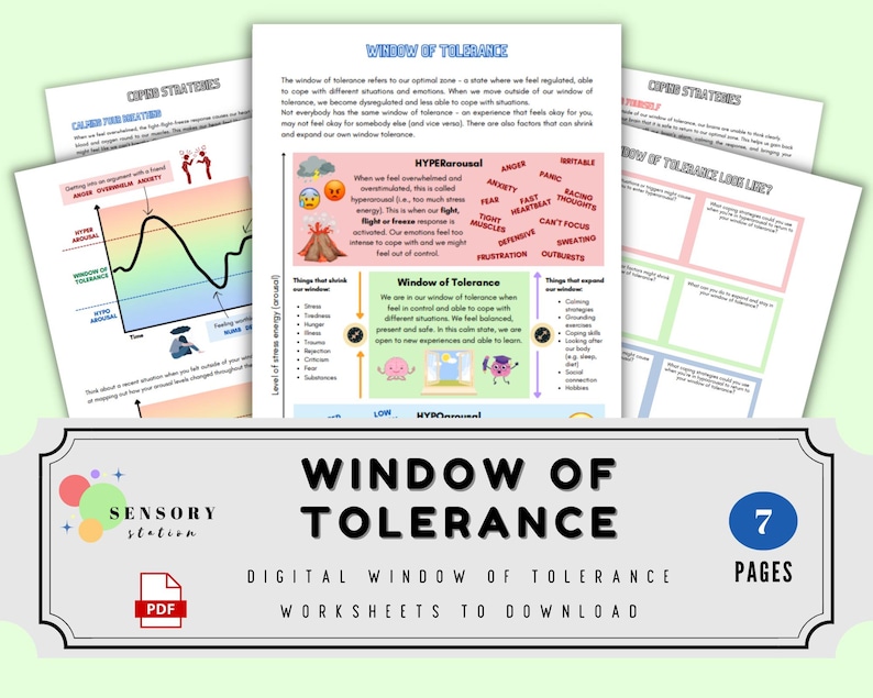 Window of Tolerance Worksheets - Emotion Regulation for Children ...