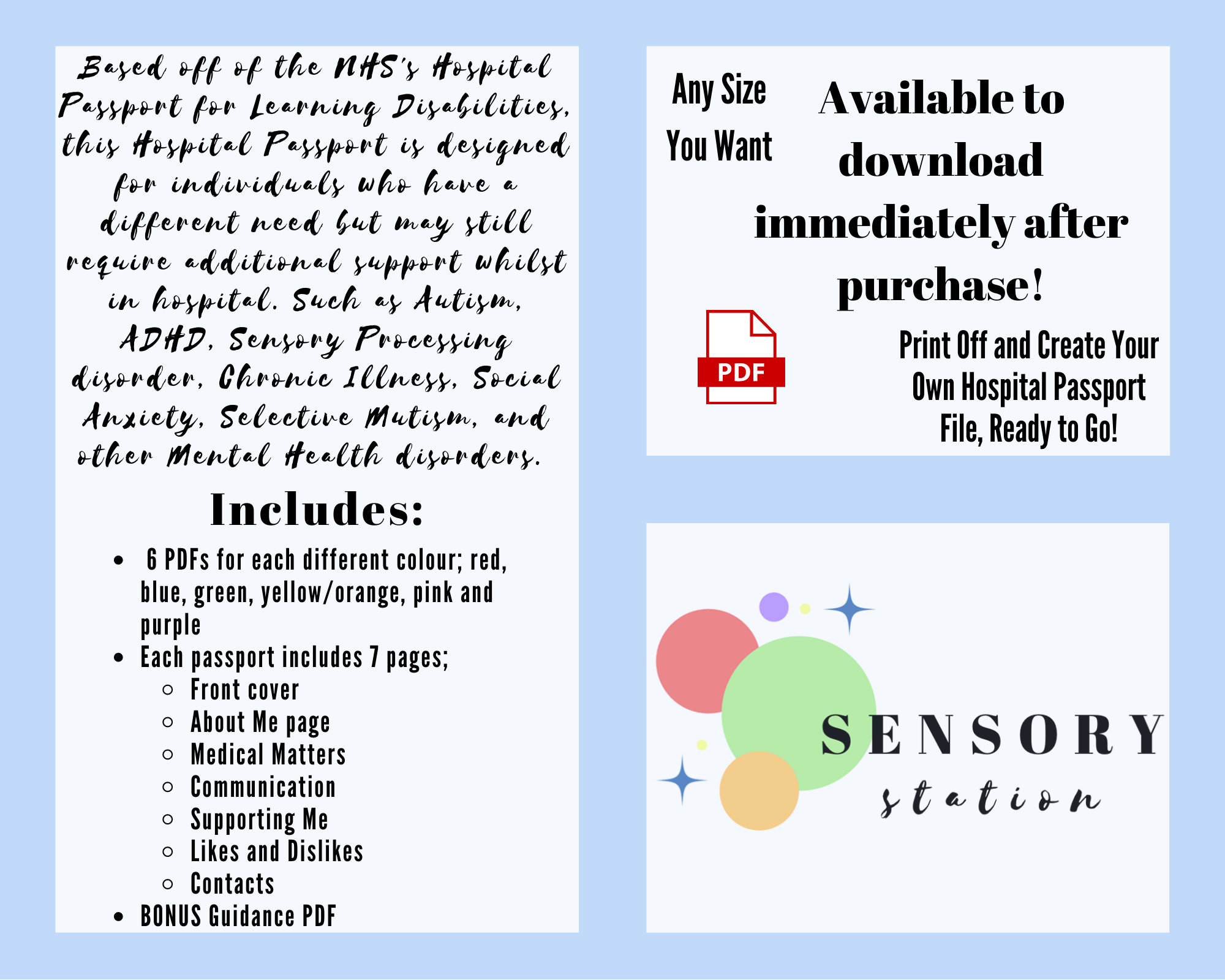 Printable Hospital Passport for Autism, ADHD, Mental Health (PDF) - Etsy UK