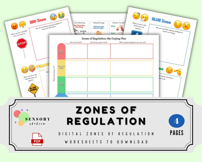 Zones of Regulation Thermometer and Coping Strategies - Emotions for ...
