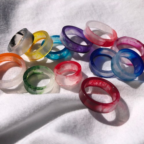 Retro Vintage Transparent Resin Rings Acrylic Resin Ring - Etsy