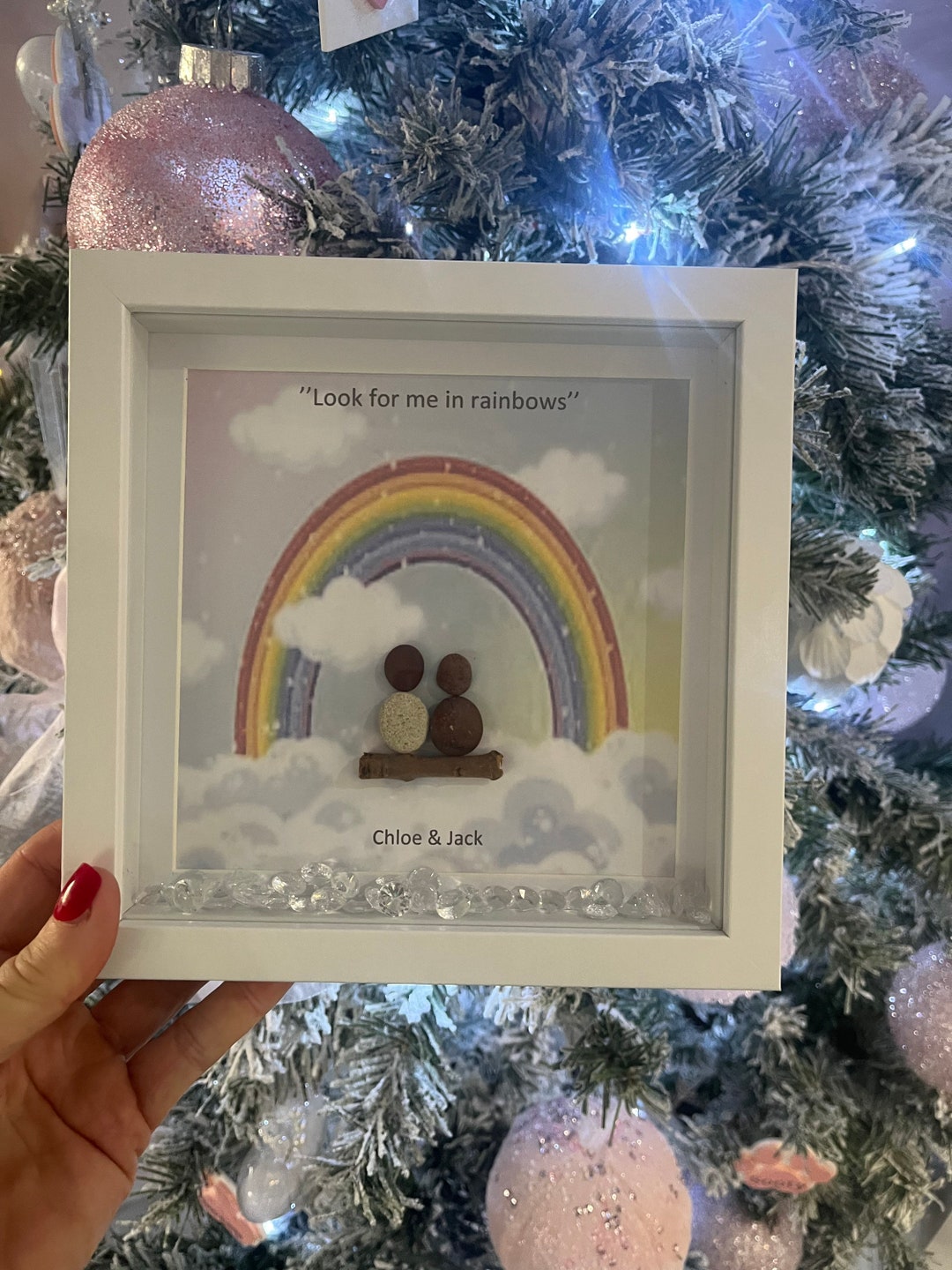 Rainbow Memorial Pebble Frame, Memorial Gift, Memorial Keepsake ...