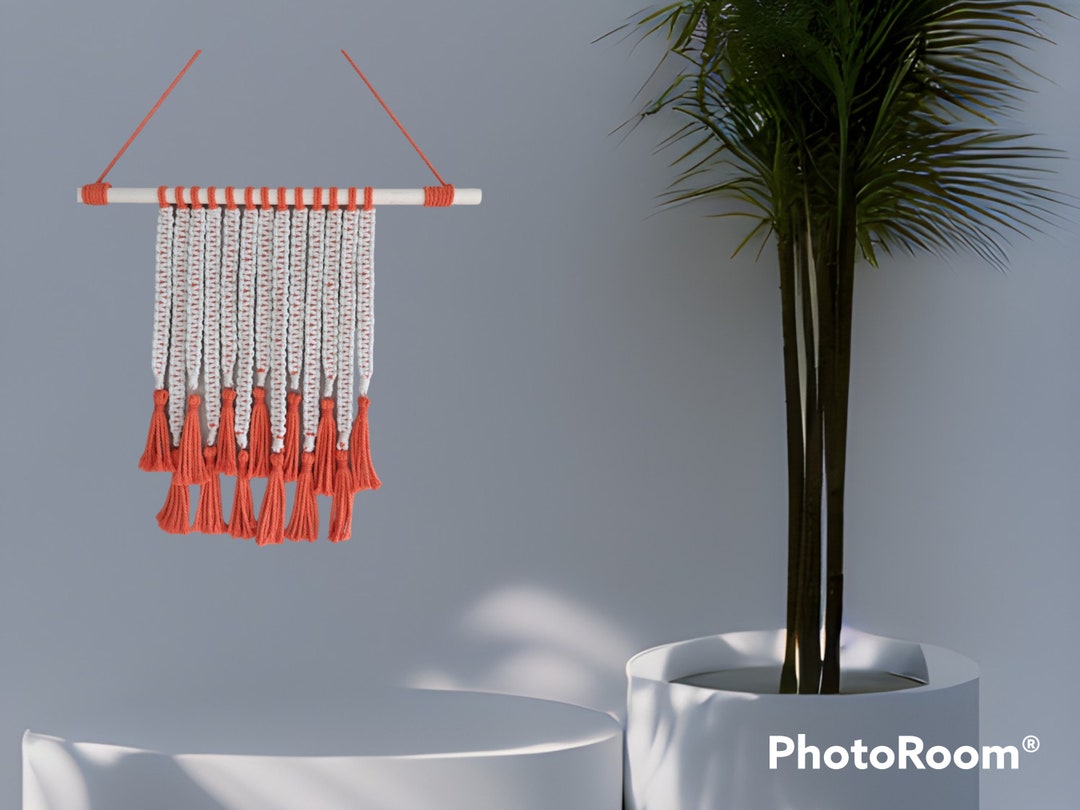 Macrame Orange Wall Hanging - Etsy
