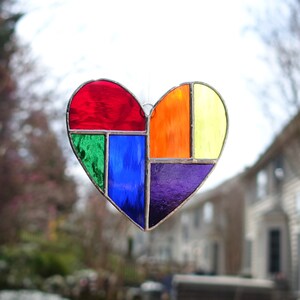 Stained Glass Small Rainbow Heart - Etsy