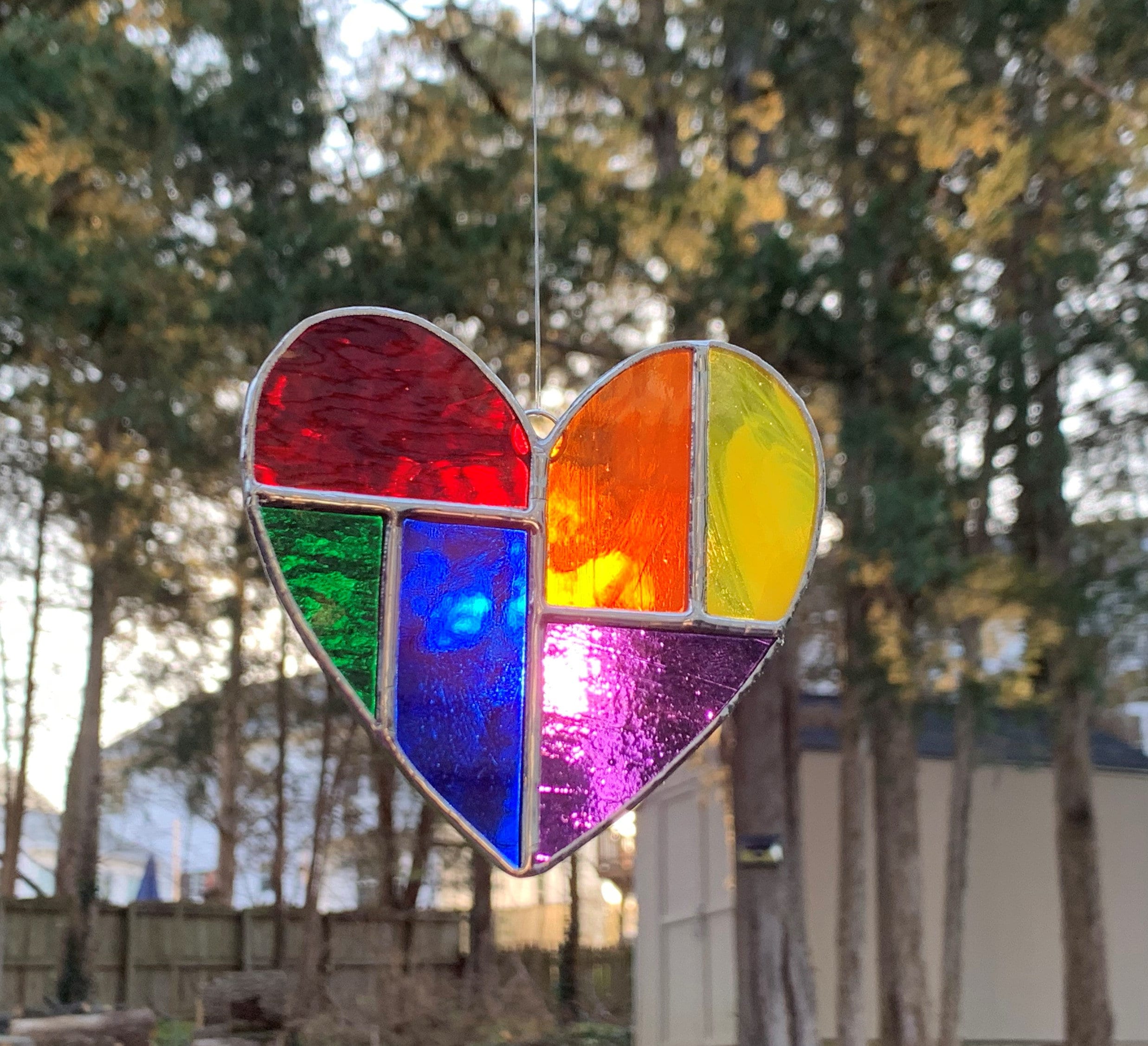 Stained Glass Small Rainbow Heart - Etsy