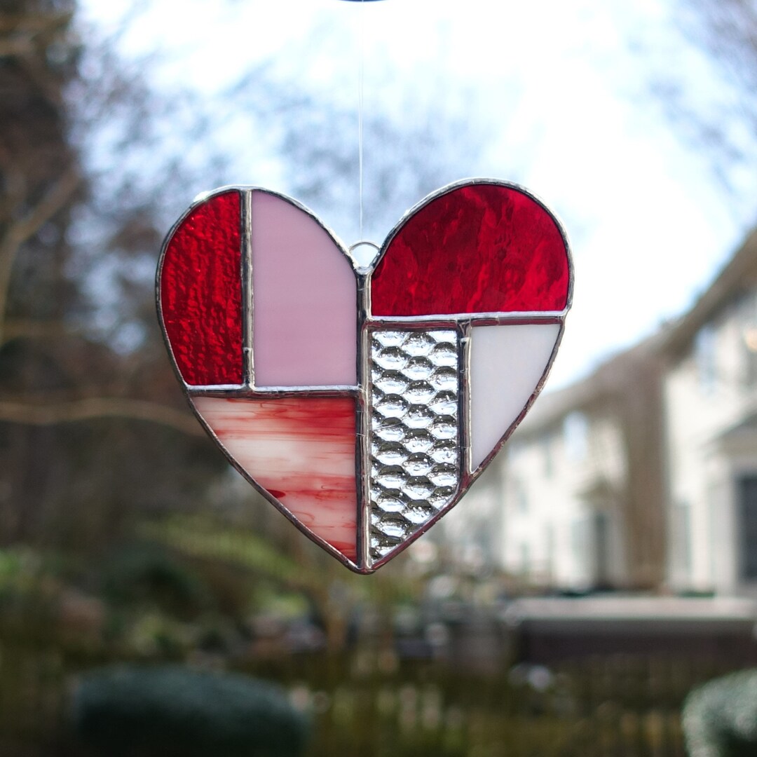Stained Glass Small Red Heart - Etsy