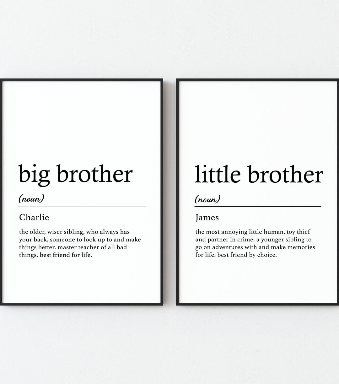 Personalised Big Brother & Little Brother Definition Prints - Etsy